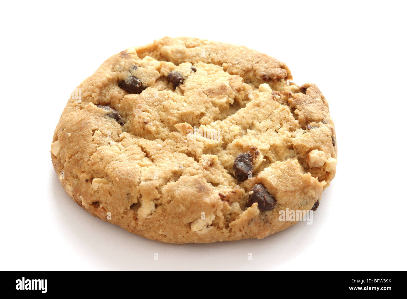 Single chocolate chip cookies on white background Stock Photo - Alamy