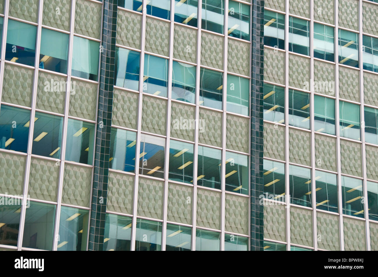 Calgary modern office building, windows reflections and lights Stock ...