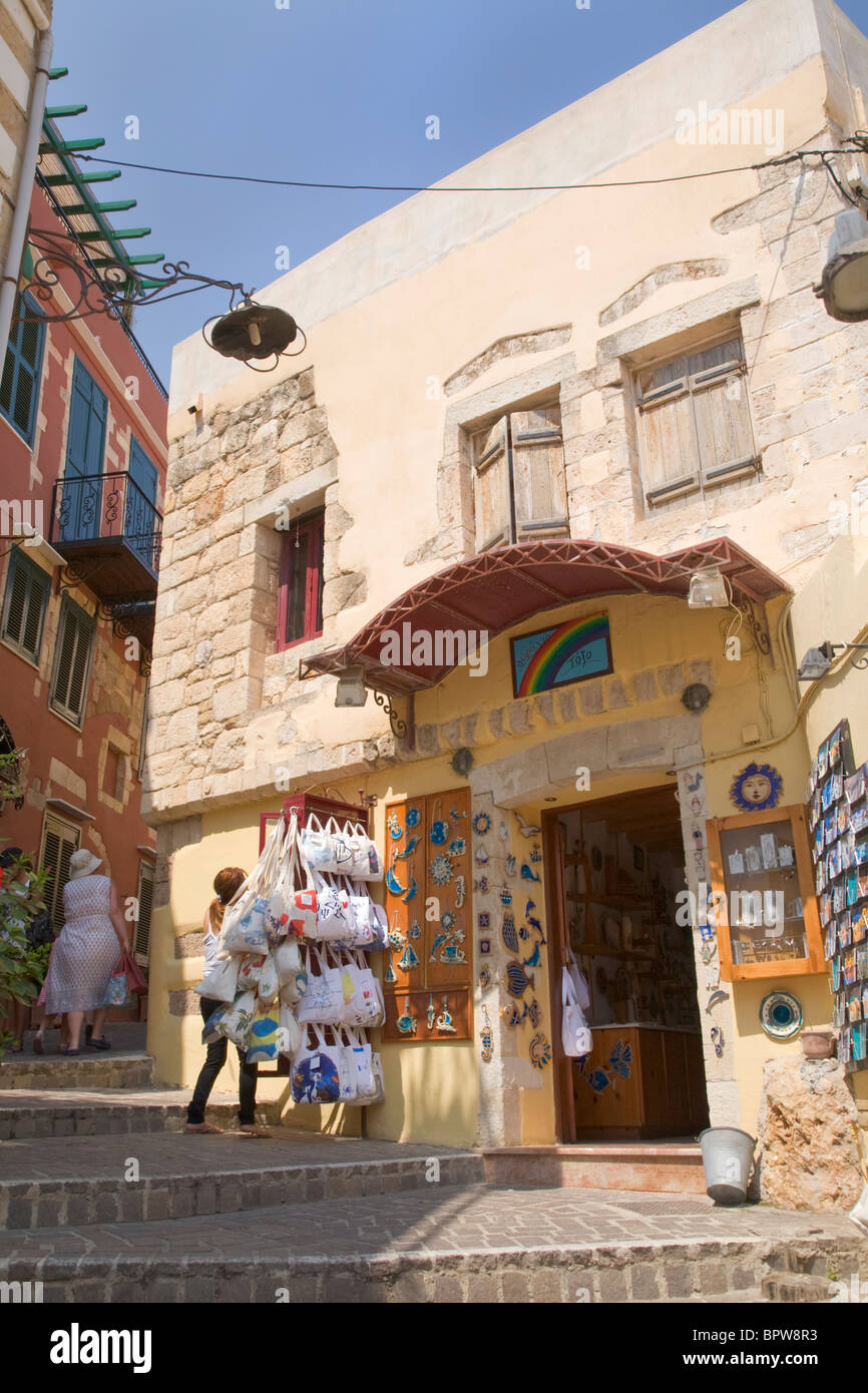 tourist shops, Chania, Crete, Greece Stock Photo - Alamy