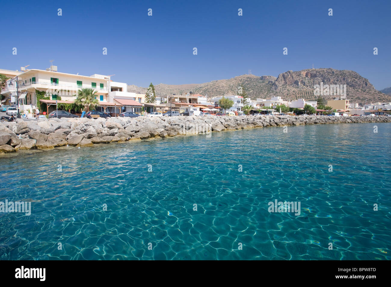 Paleochora harbour and town on the south coast of Crete, Greece Stock ...