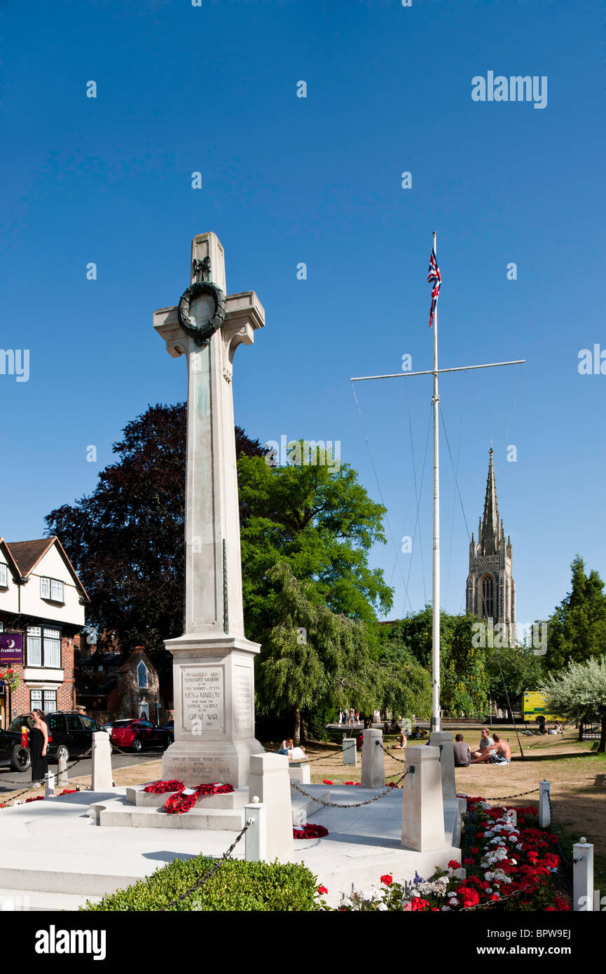 War Memorial in Marlow historic town situated on the River Thames ...