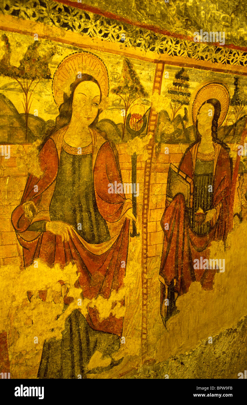 Malta, medieval frescoes of St Agatha at the crypt in St Agatha's ...