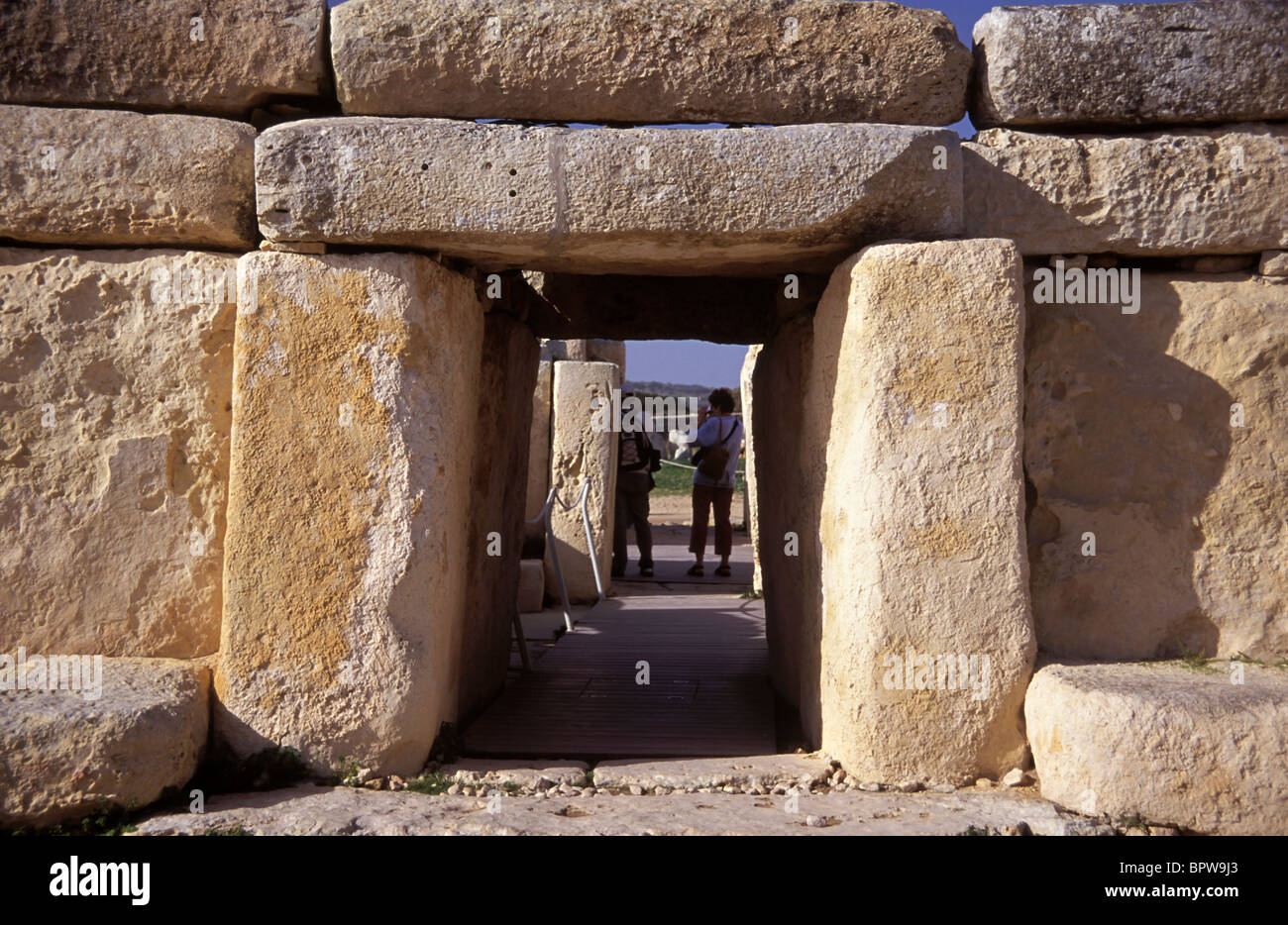 Malta, the megalithic doorway at the Neolithic temple of Hagar Qim ...