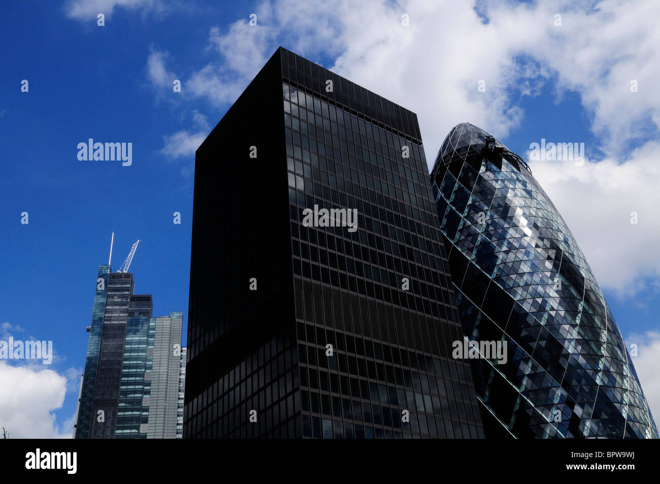 Heron Tower, Aviva Building and The Gherkin skyscrapers, London ...