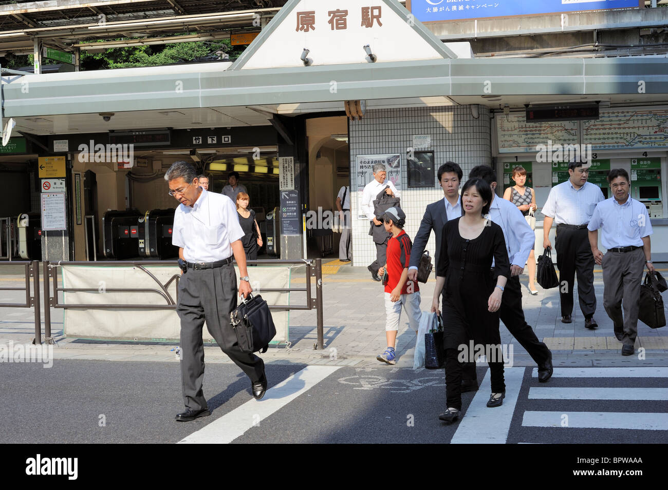 Harajuku, Tokyo, Japan, japanese office workers at a station Stock ...