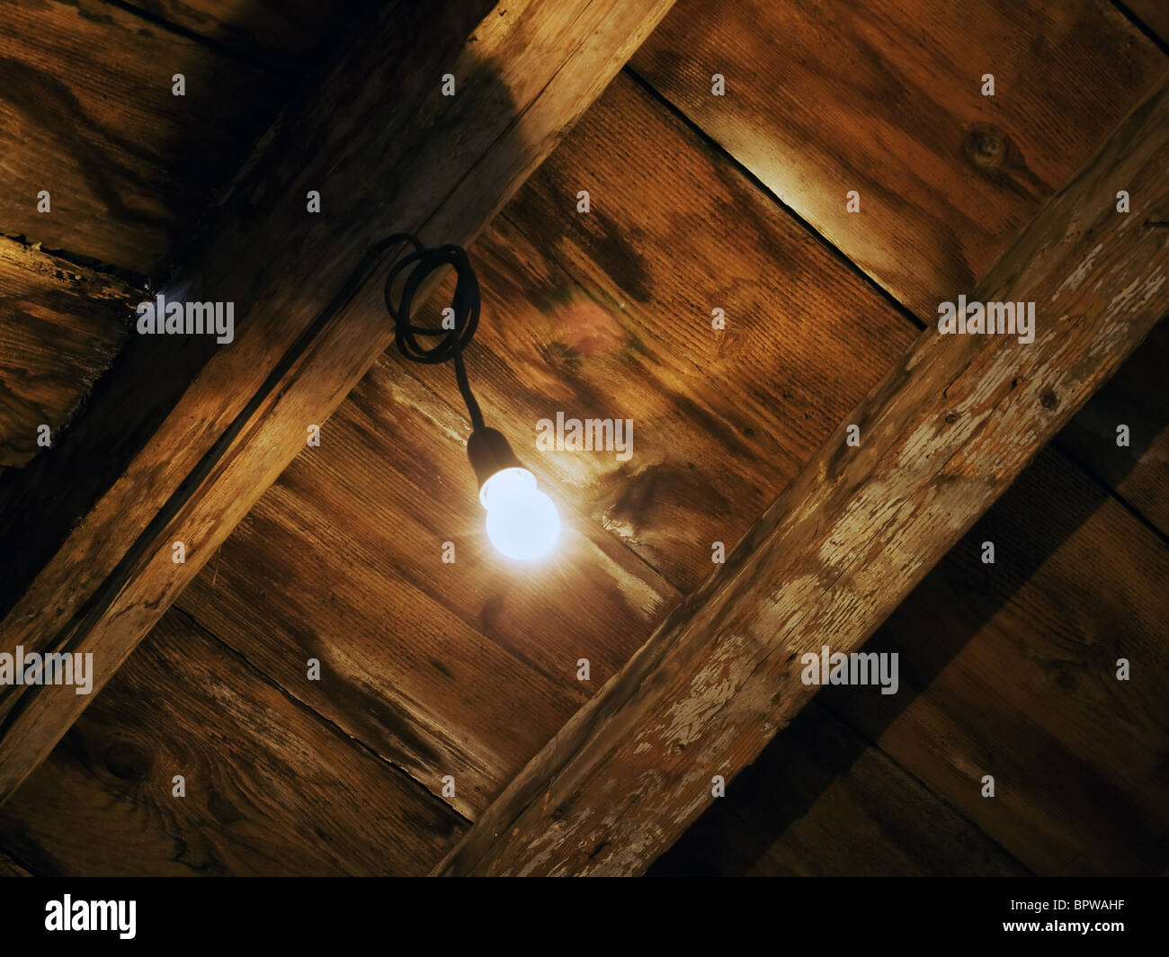 Old house attic, with sight on the light.Retro look Stock Photo - Alamy