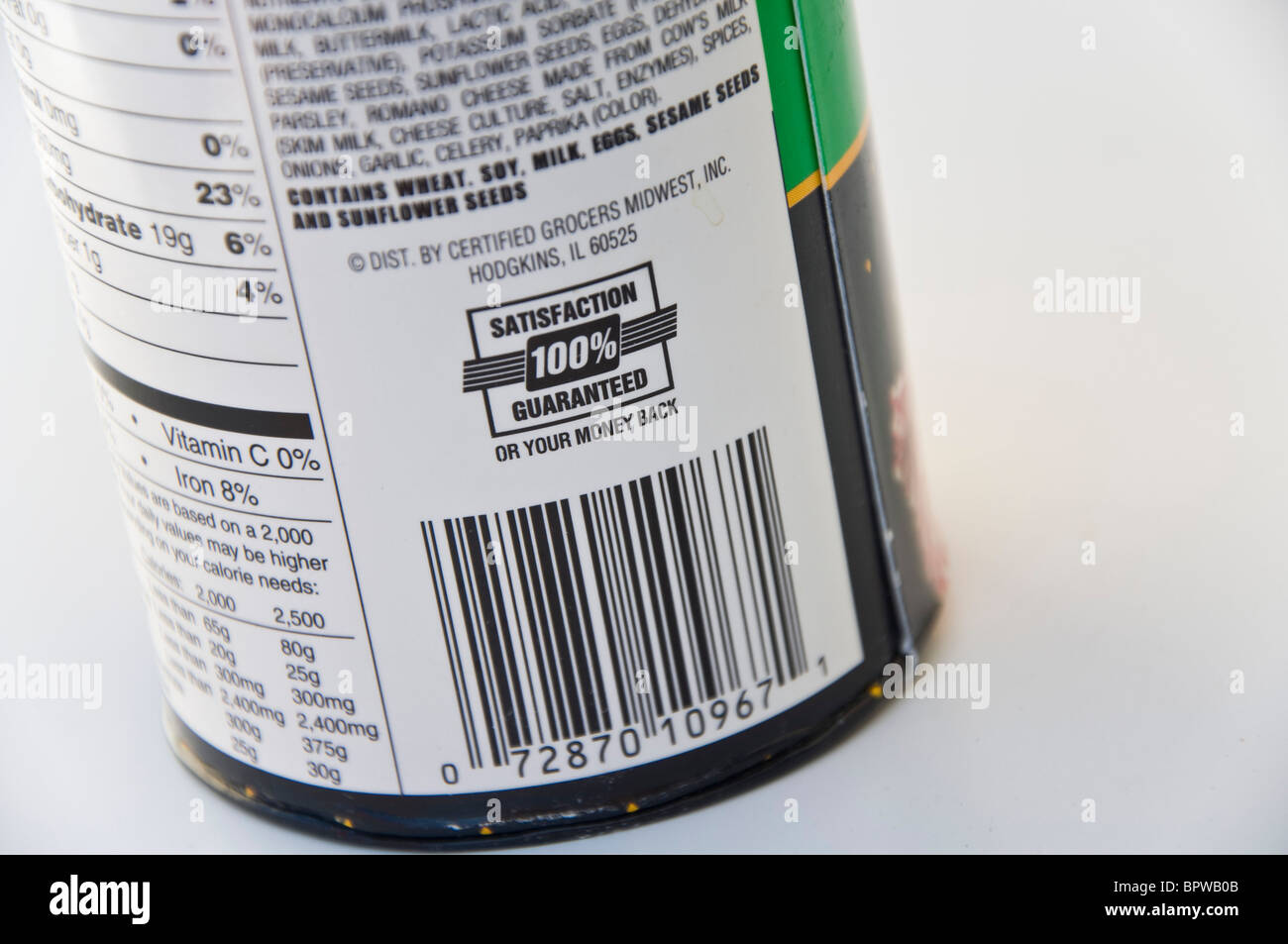 Ingredients label on the box Stock Photo - Alamy