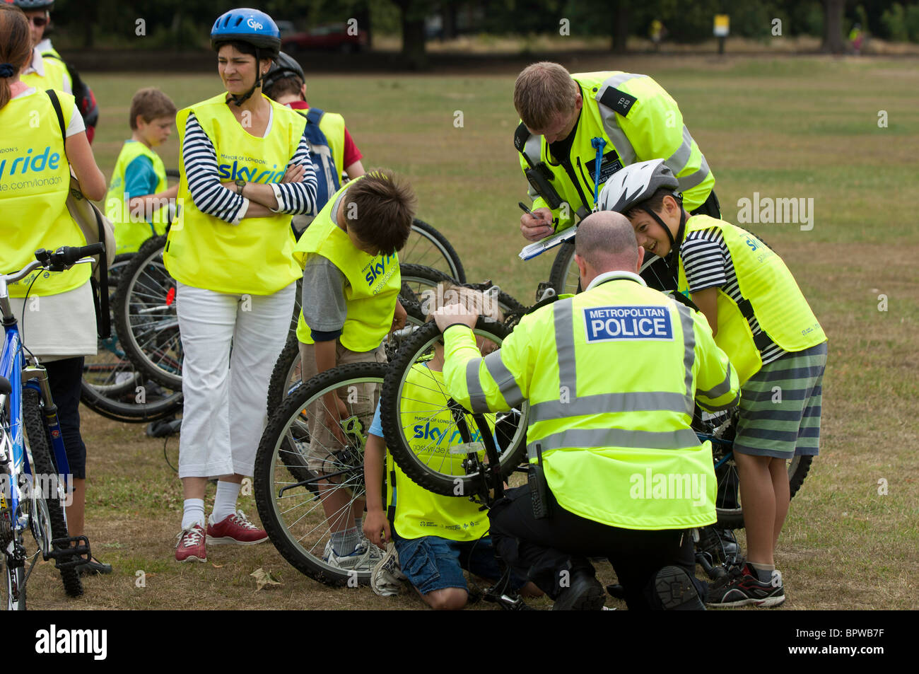 Police officers are security tagging bicycles as antitheft measure ...