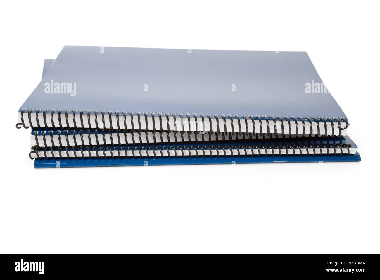 Blue school textbook, notebook or manual with white background Stock ...