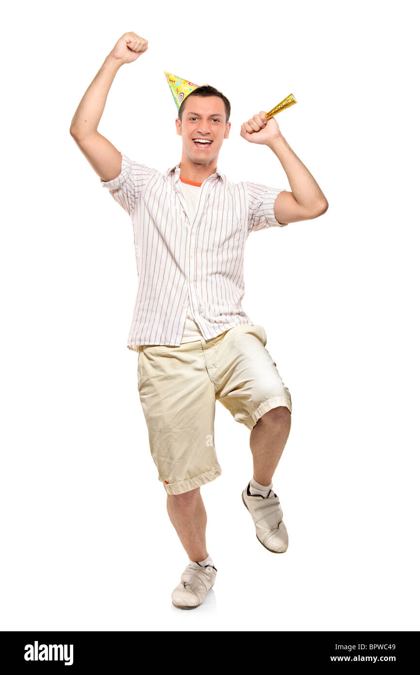 Full length portrait of a party person celebrating Stock Photo - Alamy