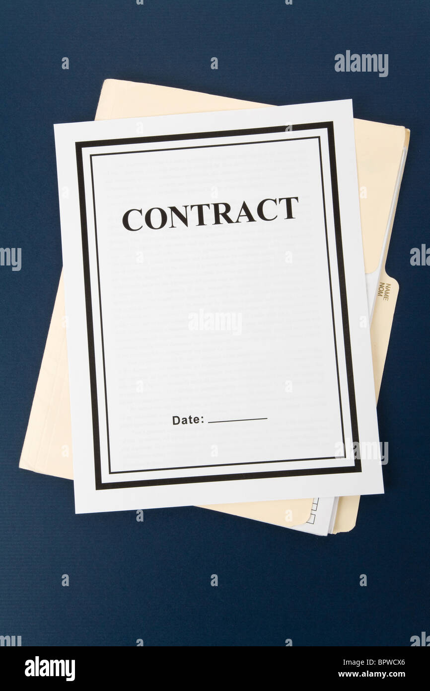 Business Contract with blue background Stock Photo - Alamy