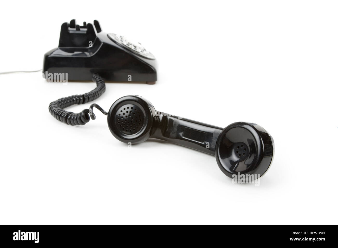 Black telephone Receiver with white background Stock Photo - Alamy