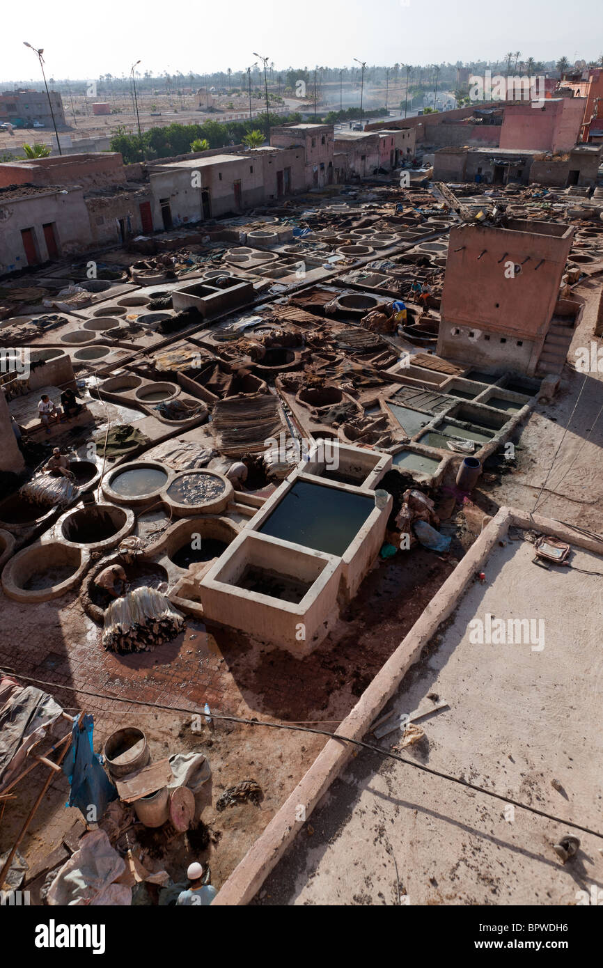 Tanneries. Treating leather in the tanneries Stock Photo - Alamy