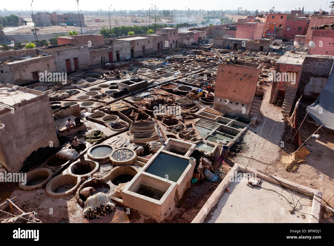 Tanneries. Treating leather in the tanneries Stock Photo - Alamy
