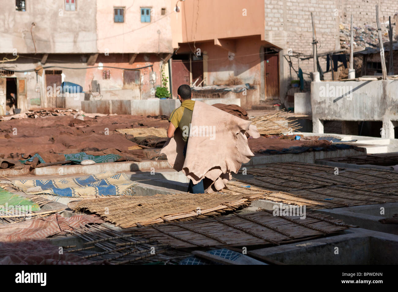 Tanneries. Treating leather in the tanneries Stock Photo - Alamy