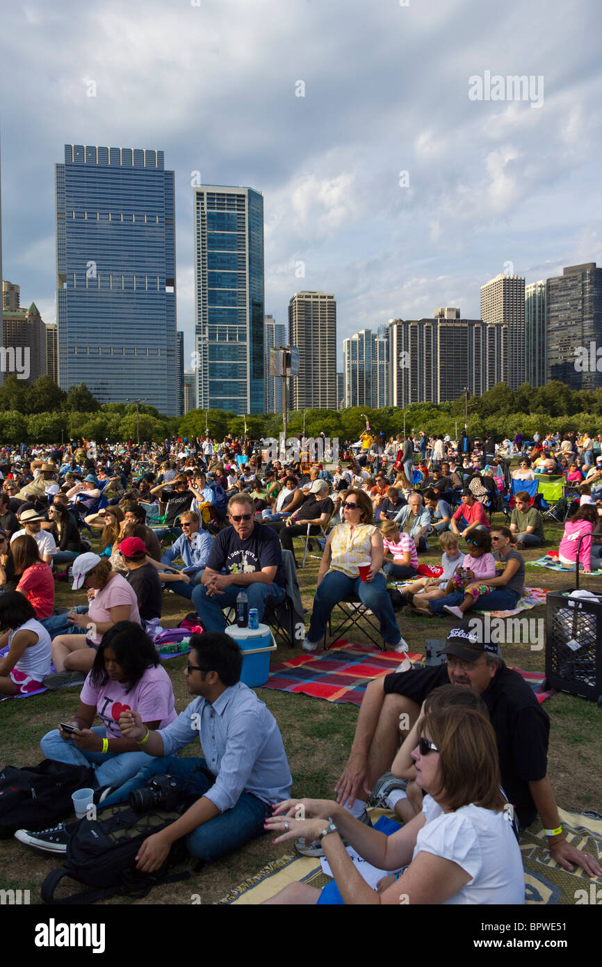 audience at Chicago jazz festival, Grant Park, Chicago, Illinois, USA ...