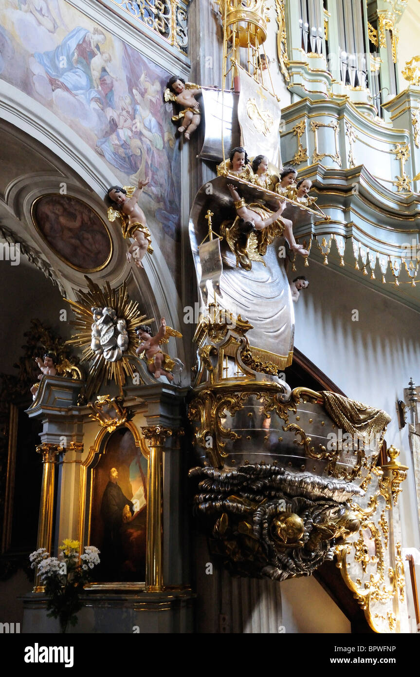 Silver ship pulpit detail in St Andrew's Church in Krakow Stock Photo ...