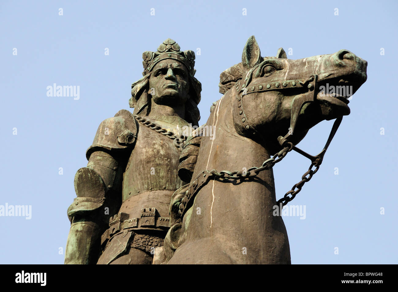 King Wladyslaw Jagiello on horseback statue that sits on-top of the ...