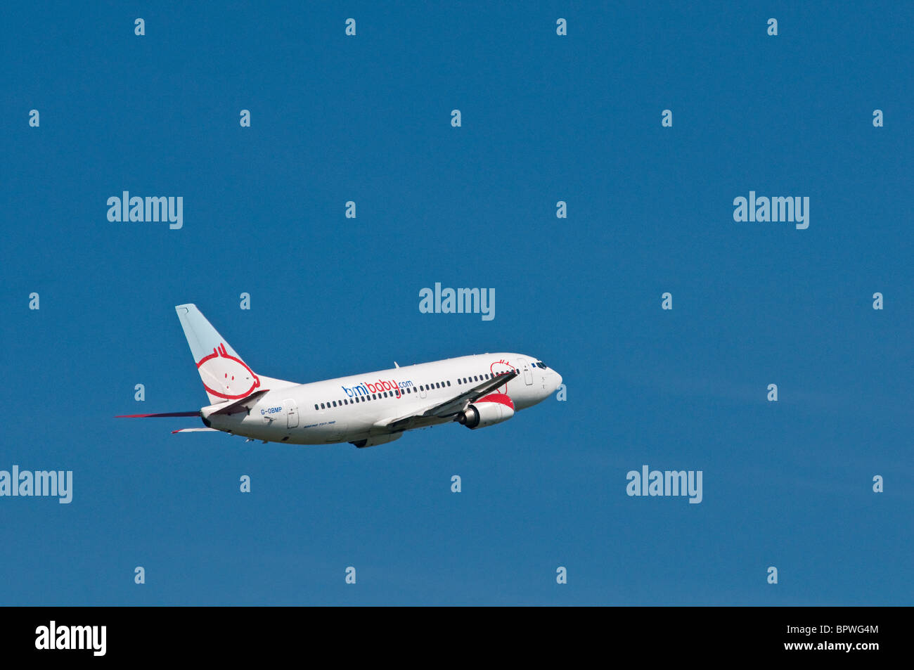 Bmi baby Boeing 737-3QB G-OBMP Jet just after take off from Cardiff ...