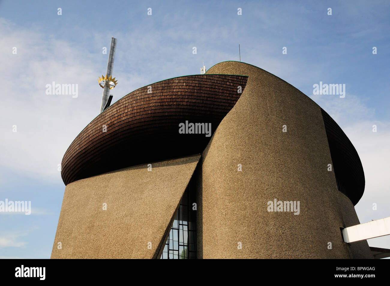 Modern ark shape Ark of God Church in the Nowa Huta area of Krakow ...