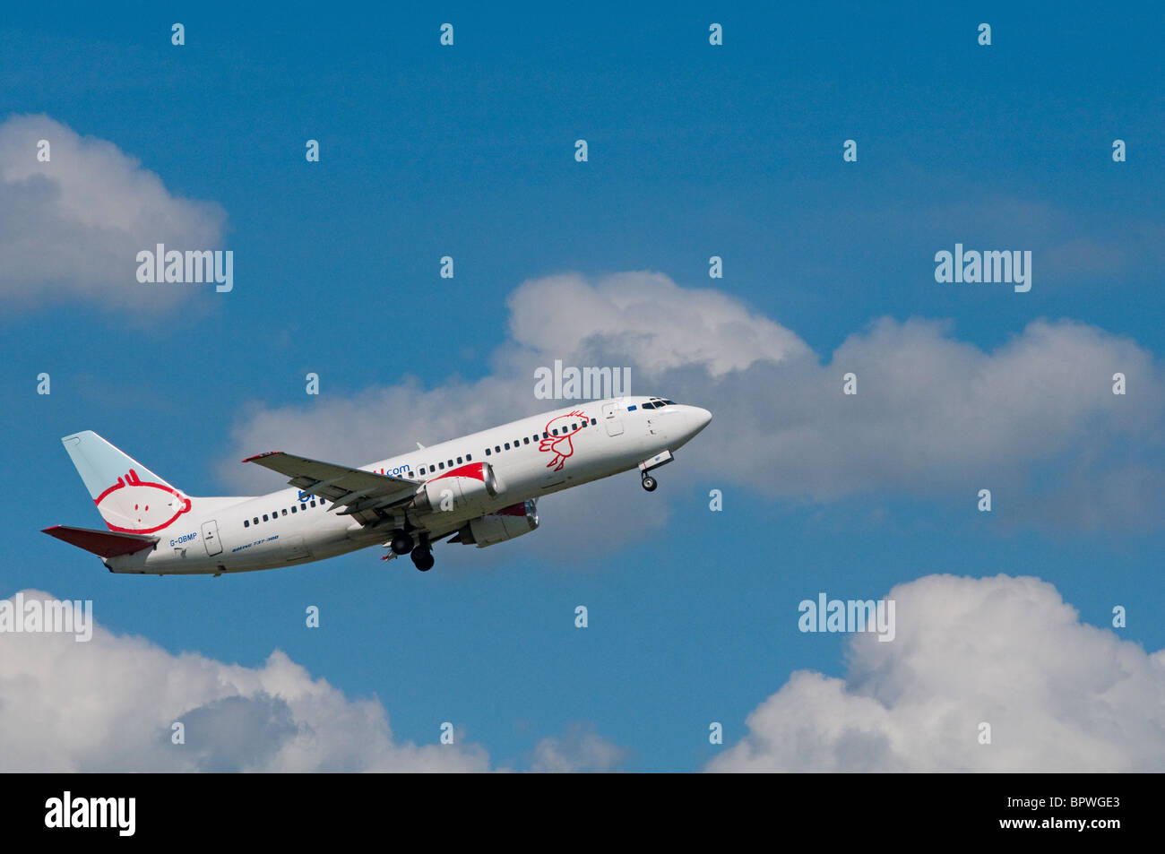 Bmi baby Boeing 737-3QB G-OBMP Jet just after take off from Cardiff ...