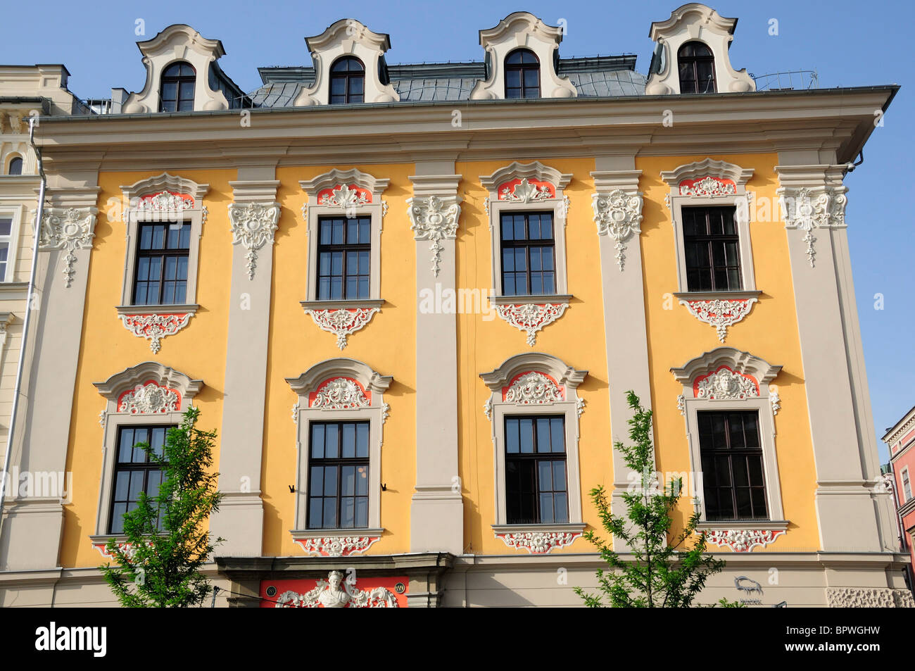 Rococo facade of Margrave's House in the Rynek Glowny, Town Square in ...