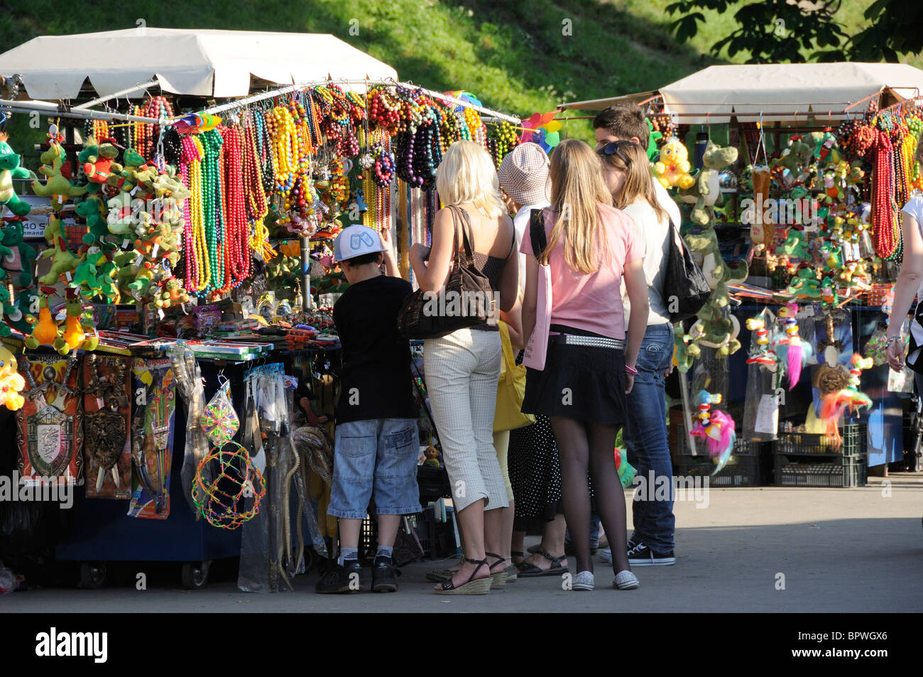 Souvenir stalls along the Vistula riverside in Krakow Stock Photo - Alamy