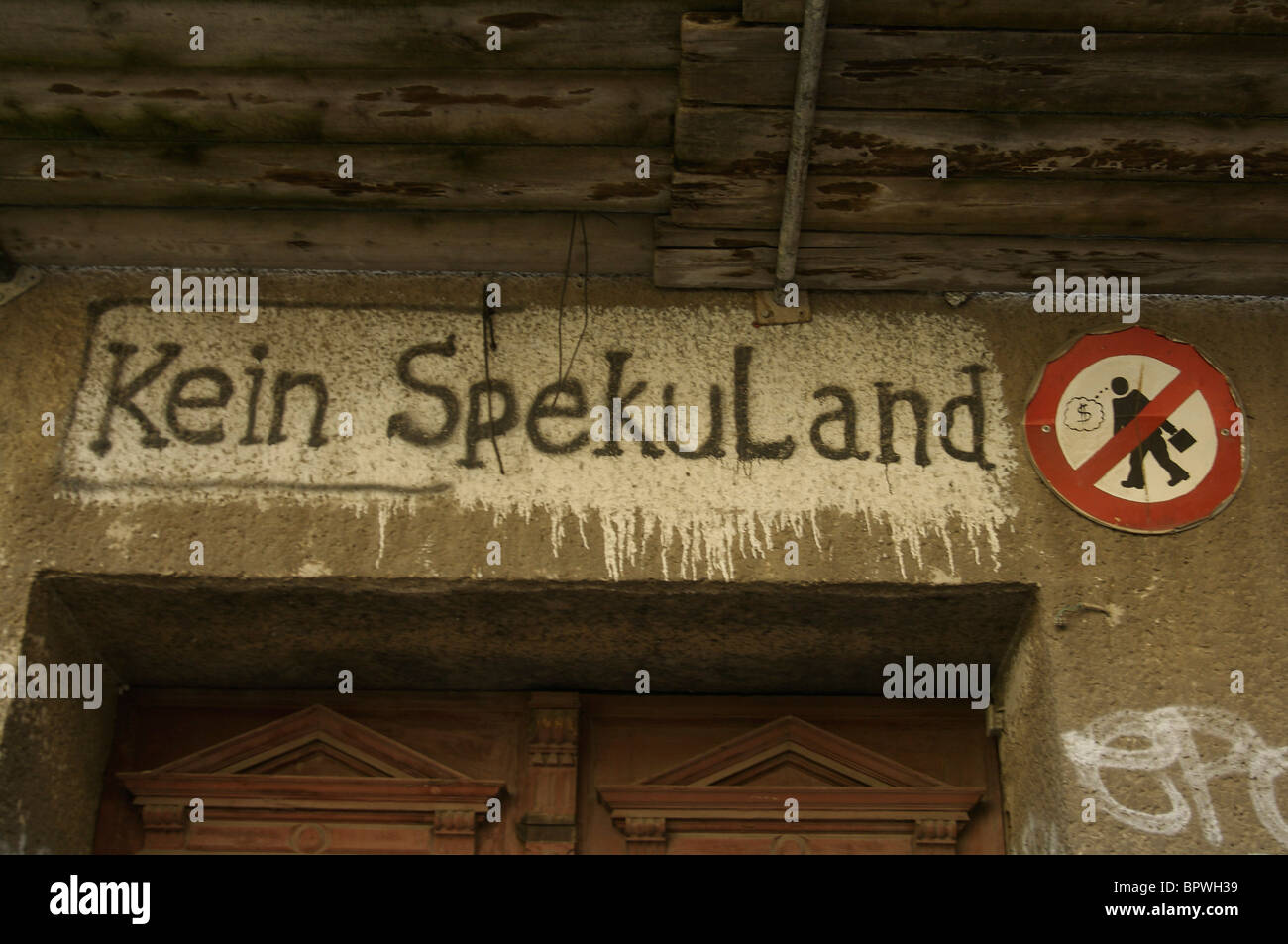 Prenzlauer Berg - Signs saying no speculation in the district Stock ...