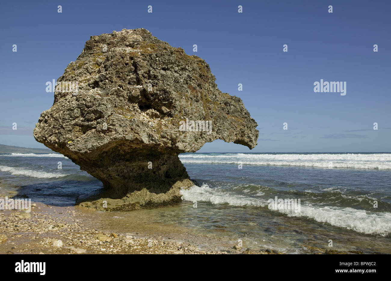 Rock formations known as the Soup Bowl in Bathsheba Stock Photo - Alamy