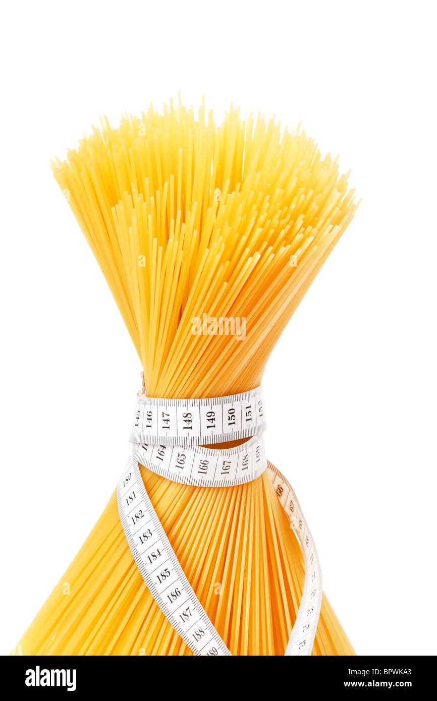 Spaghetti with measuring tape Stock Photo - Alamy