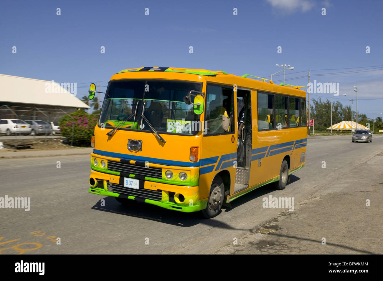 Bus in Speightstown in Barbados in the Caribbean Islands Stock Photo ...