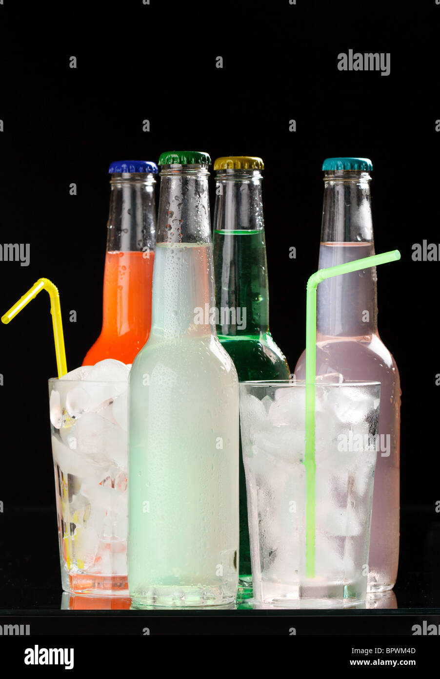 bottles with tasty drink Stock Photo - Alamy