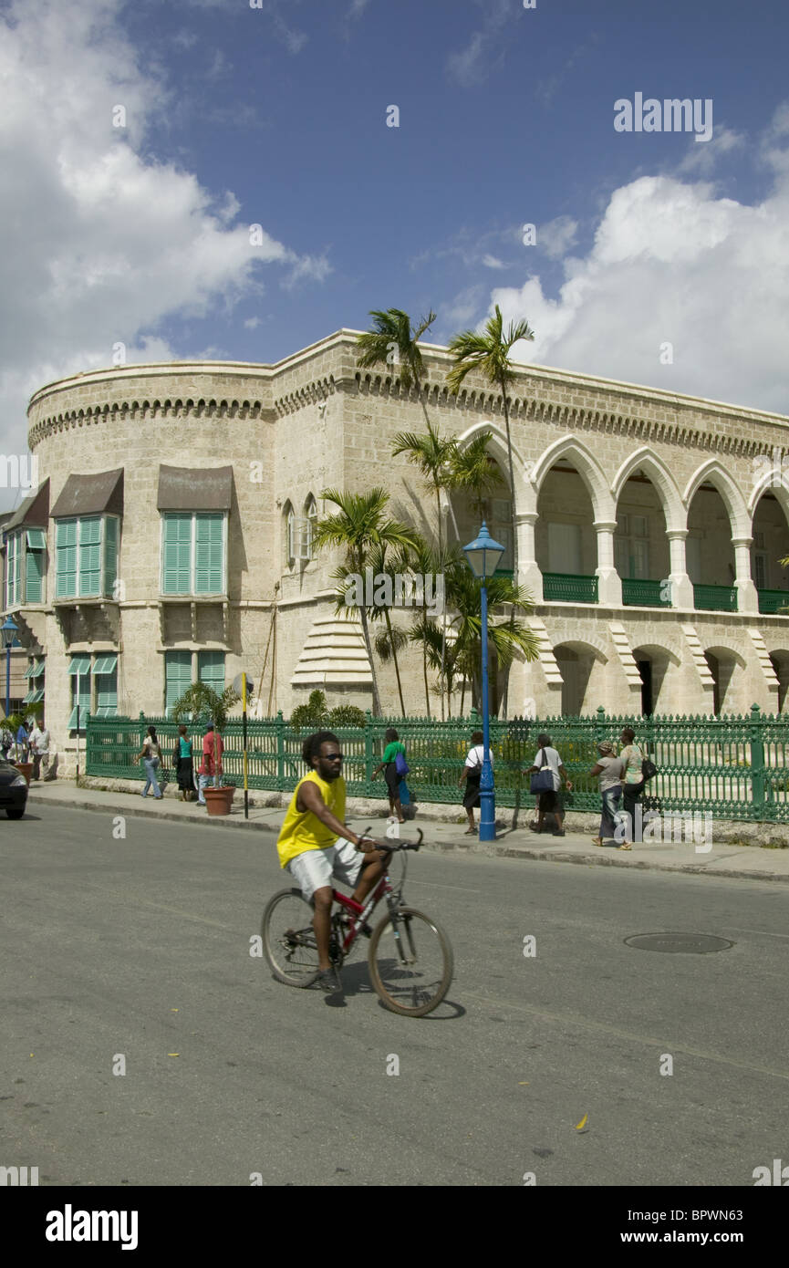 Parliament buildings neo-Gothic style arches in Bridgetown, Barbados in ...