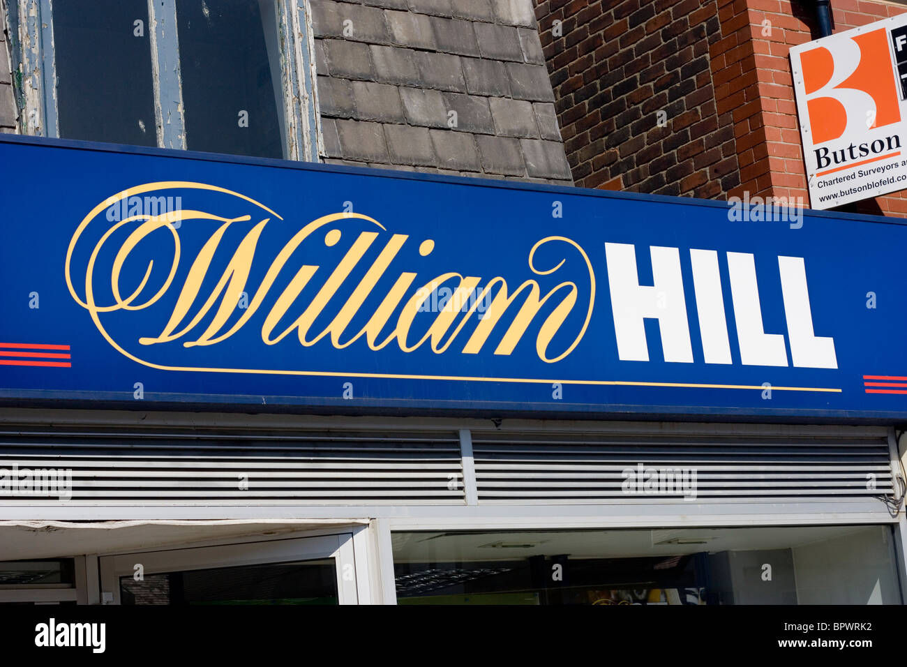 William Hill betting shop sign Stock Photo - Alamy