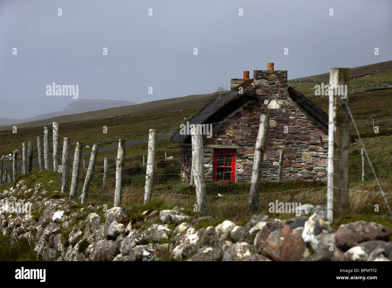 Irish Stone Cottage Knockmore Achill, County Mayo Ireland Stock Photo ...