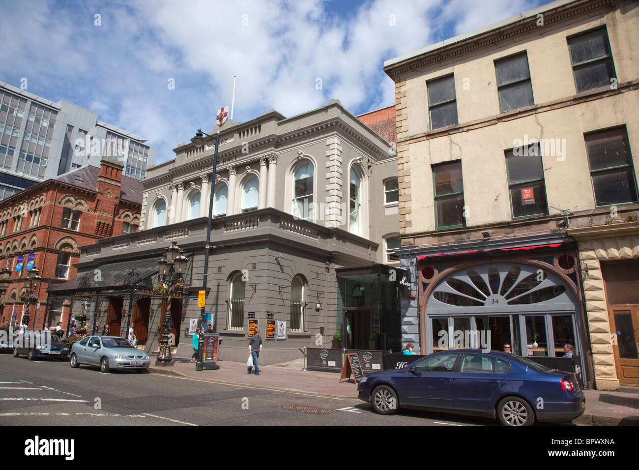 Ireland, North, Belfast, Bedford Street, Exterior of the Ulster Hall ...