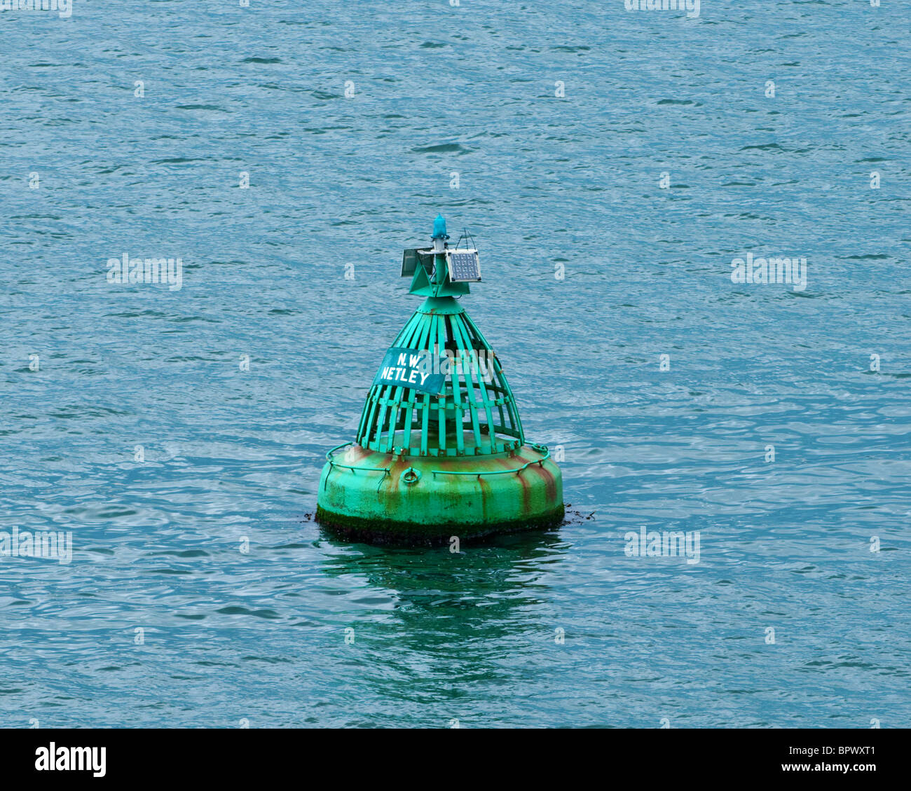 Sea marker navigation buoy between Southampton and the Isle of Wight in ...