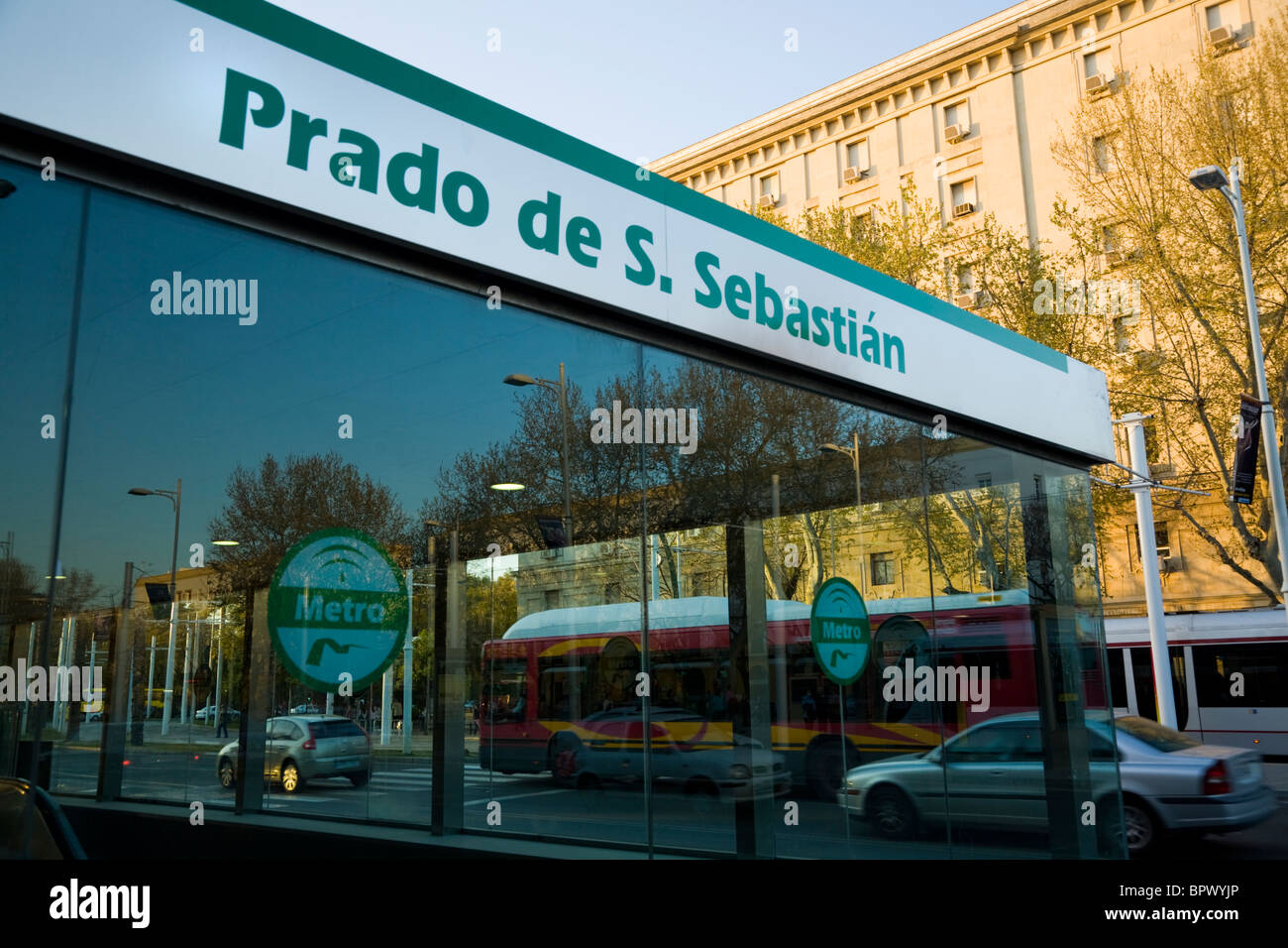 Exterior of Prado de San Sebastian station on the Seville metro ...