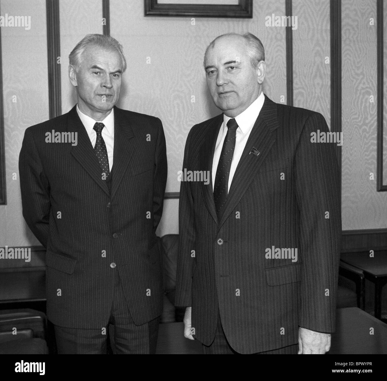 President Of Soviet Union Mikhail Gorbachev Black and White Stock ...