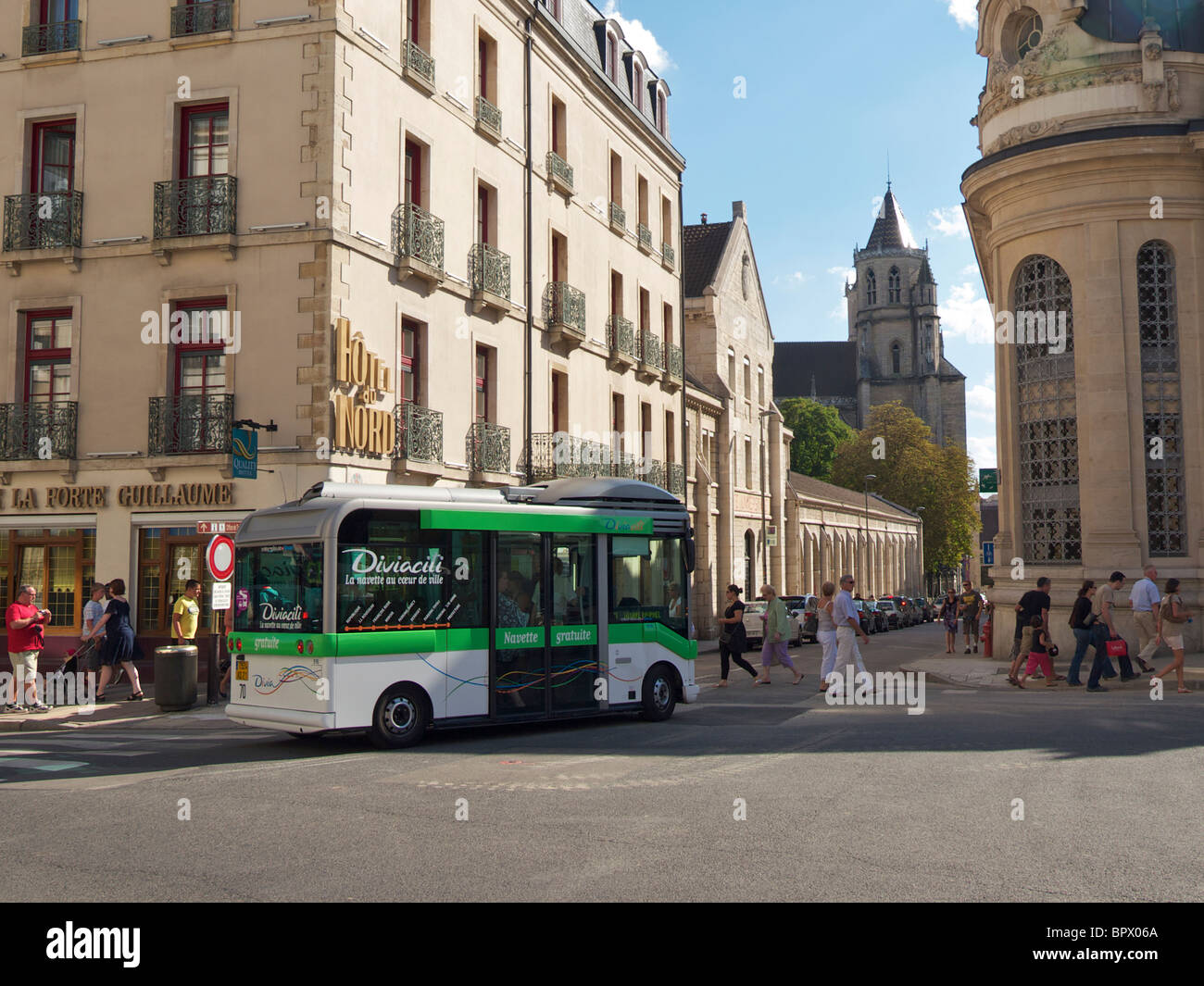 environmentally friendly small bus in Dijon, Burgundy, France Stock ...