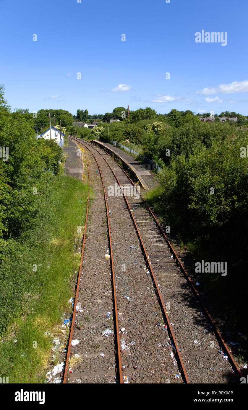 Transport, Railway, Disused track and platform in country village Stock ...