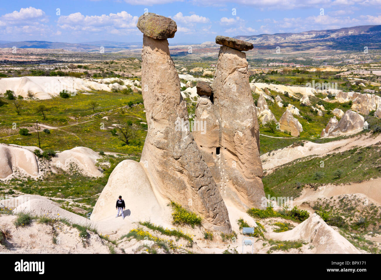 Volcanic Tuff Pillars near Goreme and Uchisar, Cappadocia, Turkey Stock ...