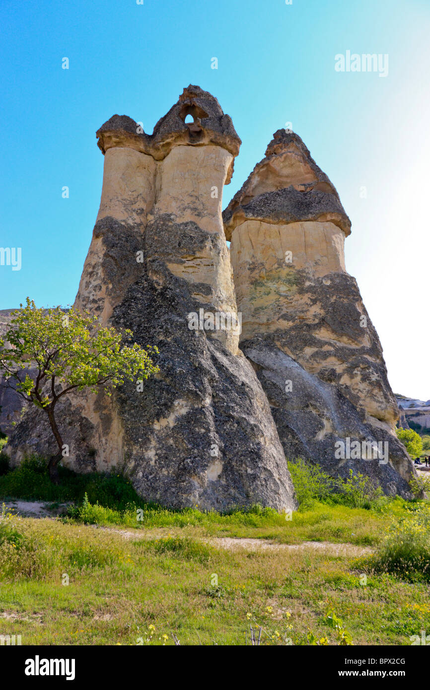 Volcanic Tuff Pillars near Goreme and Uchisar, Cappadocia, Turkey Stock ...
