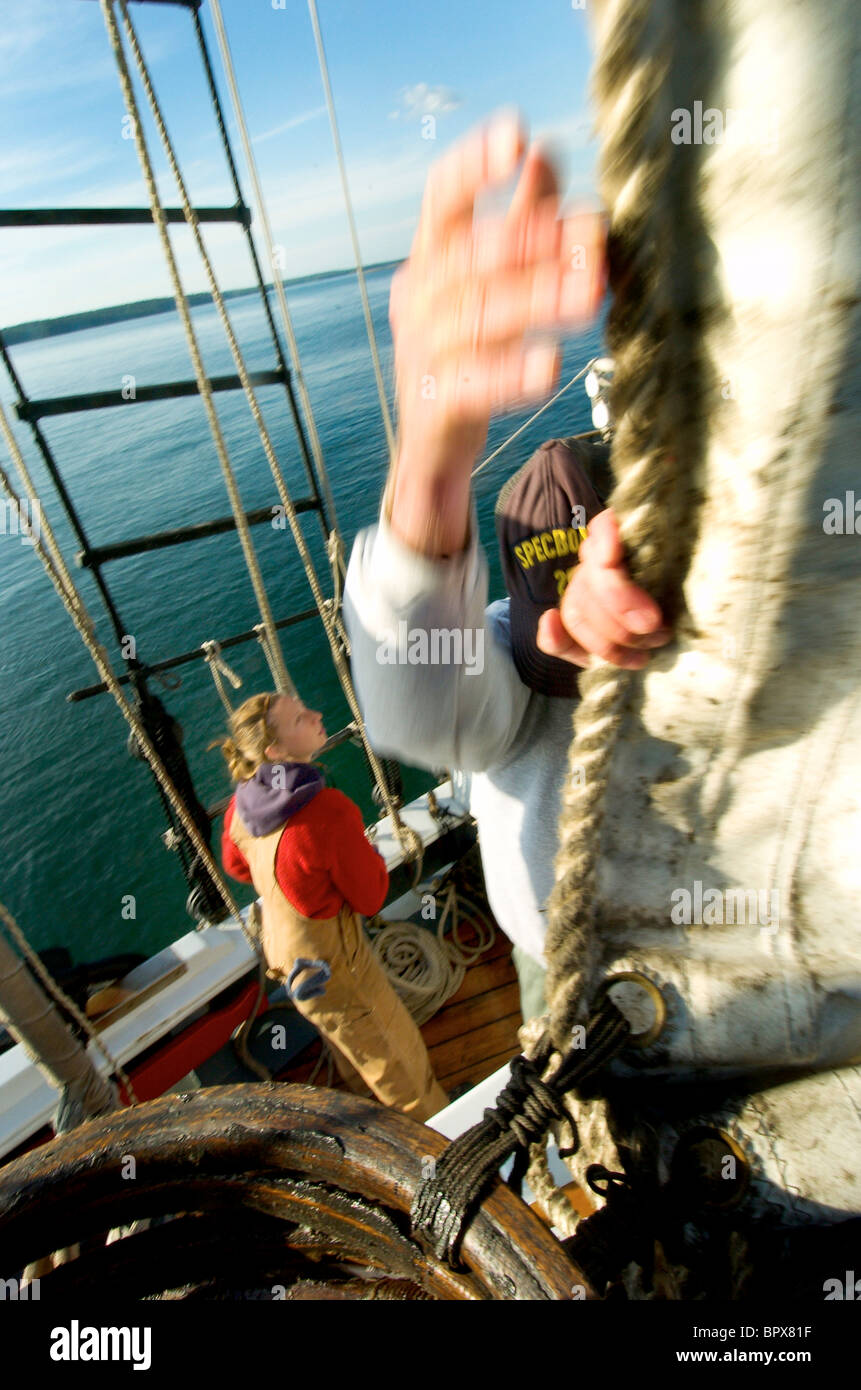 Camden, Maine. Schooner Lewis French sailing vacation Stock Photo - Alamy