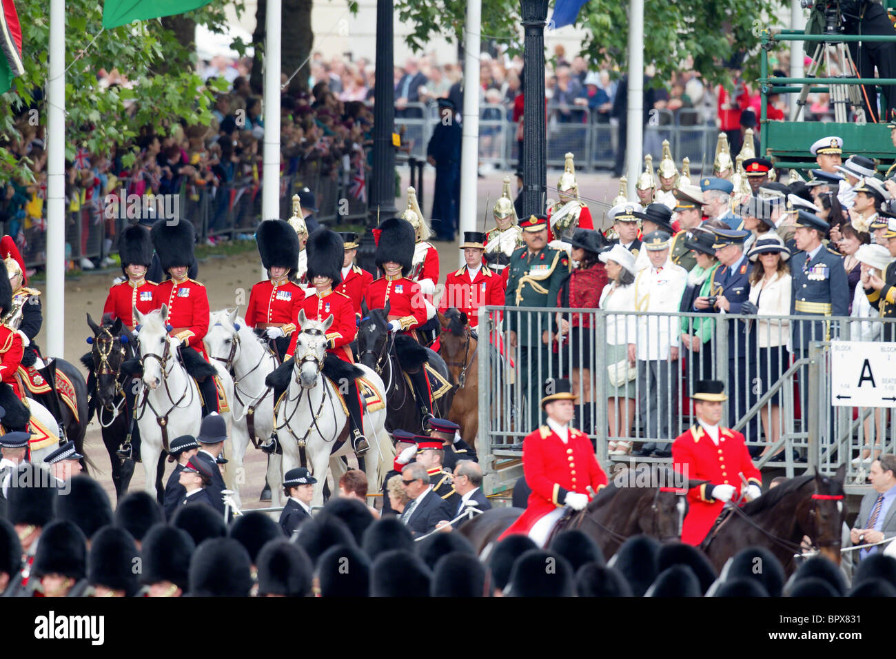 Royal Procession - Rows 12 to 17. "Trooping the Colour" 2010 Stock ...