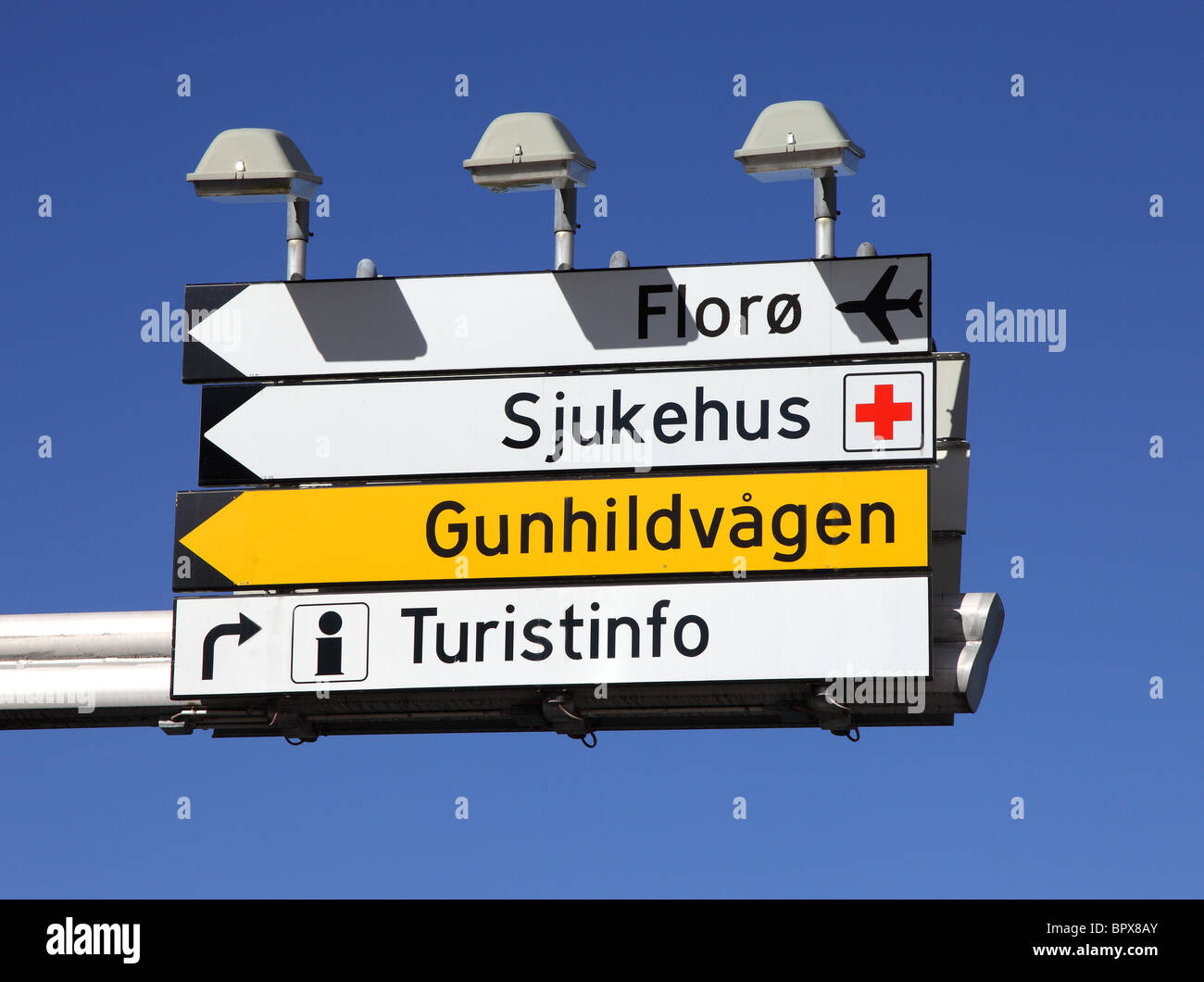 ROAD SIGN IN FLORO. NORWAY. SCANDANAVIA Stock Photo - Alamy
