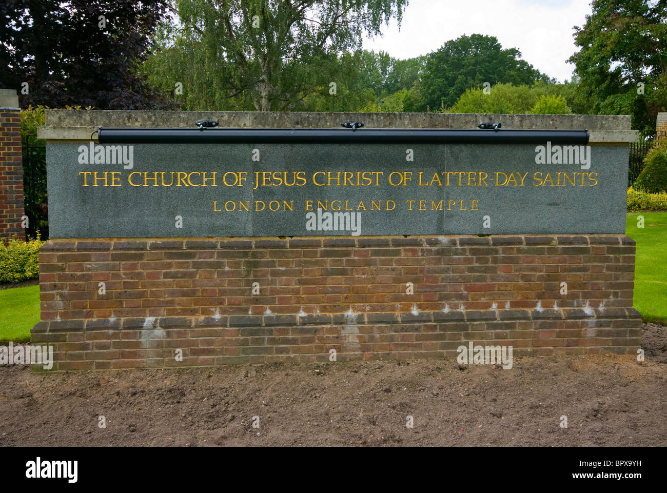 Sign At The Entrance of The Mormon London Temple Church Of The Latter ...