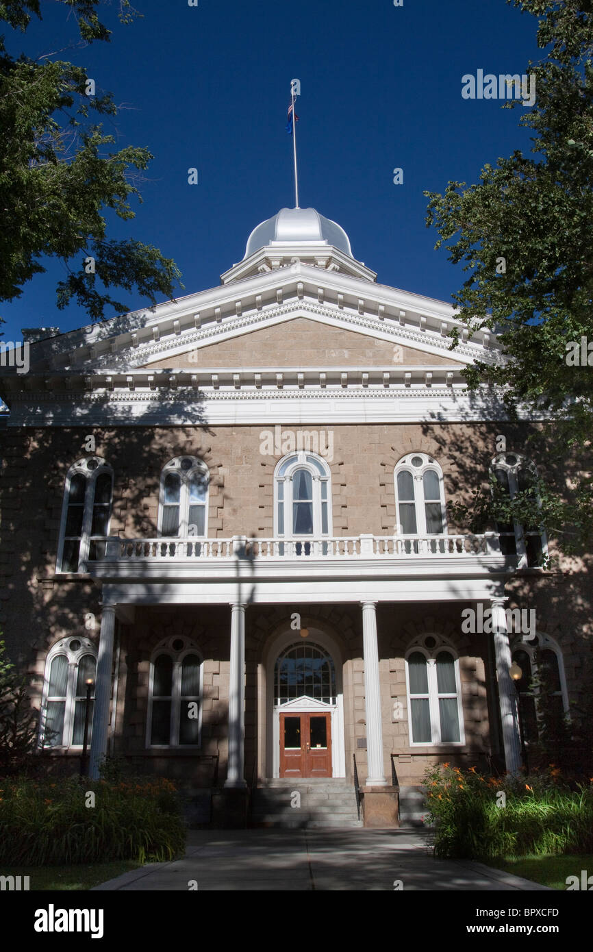 Front of the Nevada state capitol building or statehouse with silver ...