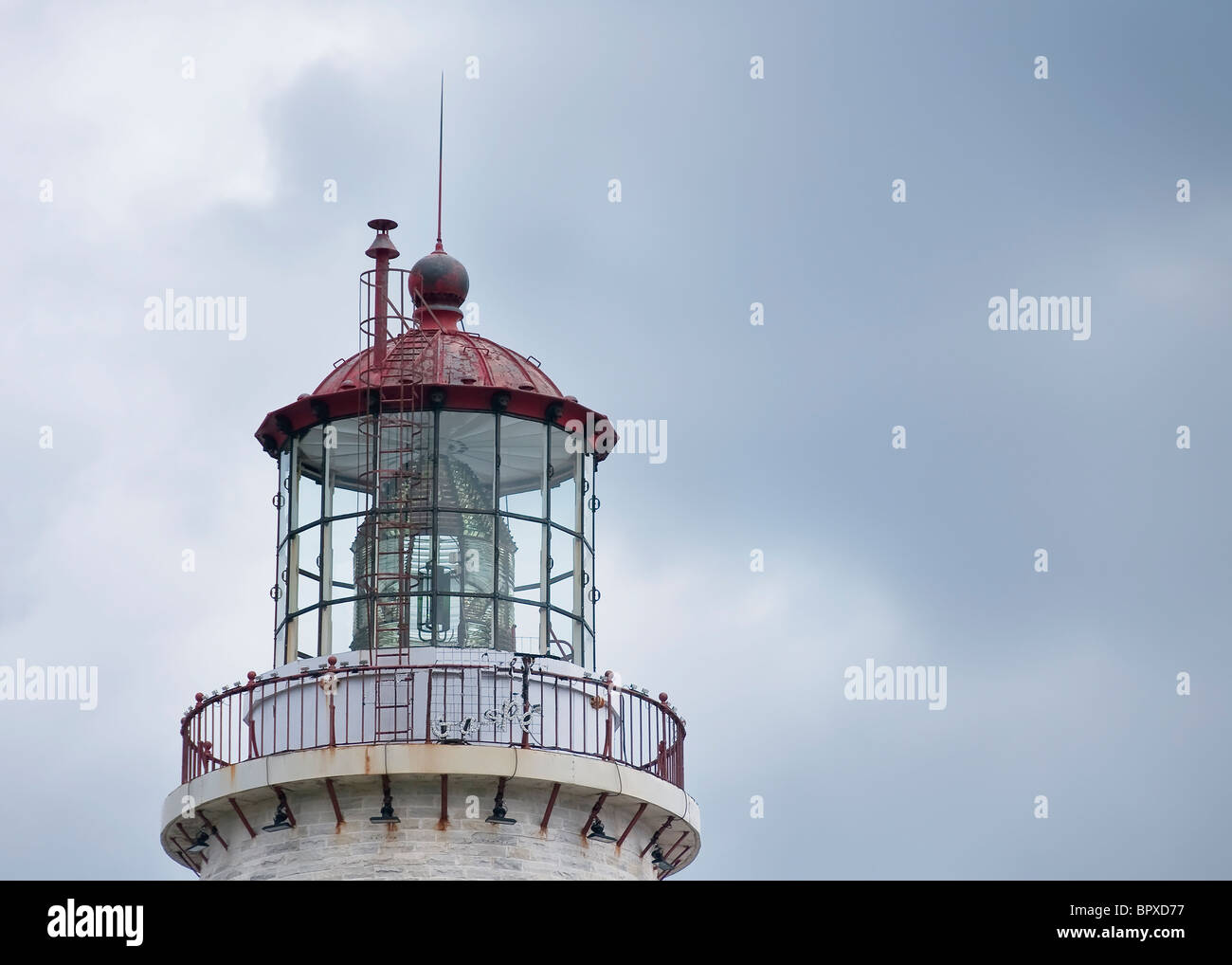 top view of the oldest lighthouse in Gaspe Peninsula, Quebec. Highest ...
