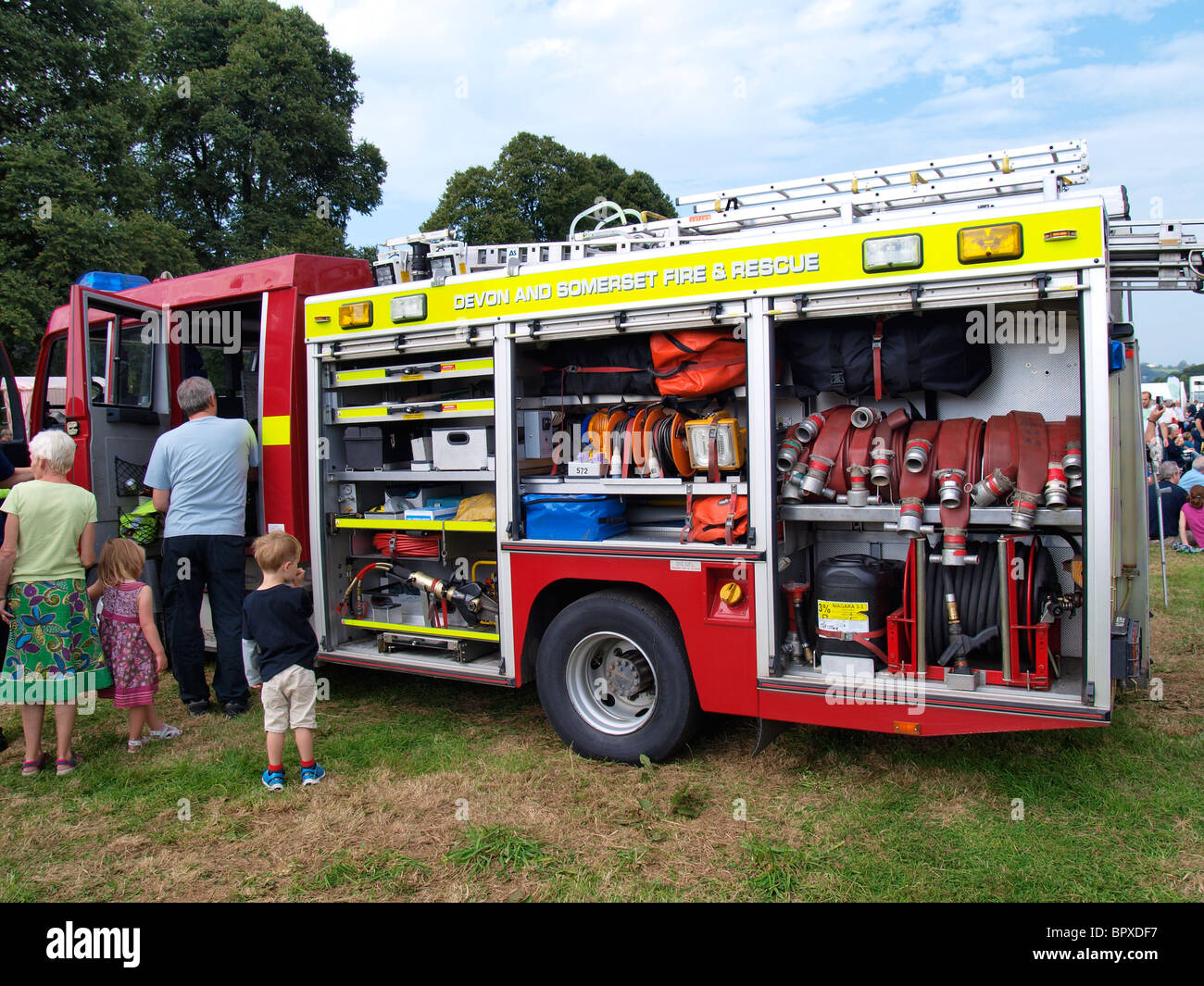Fire engine on display, Devon, UK Stock Photo - Alamy
